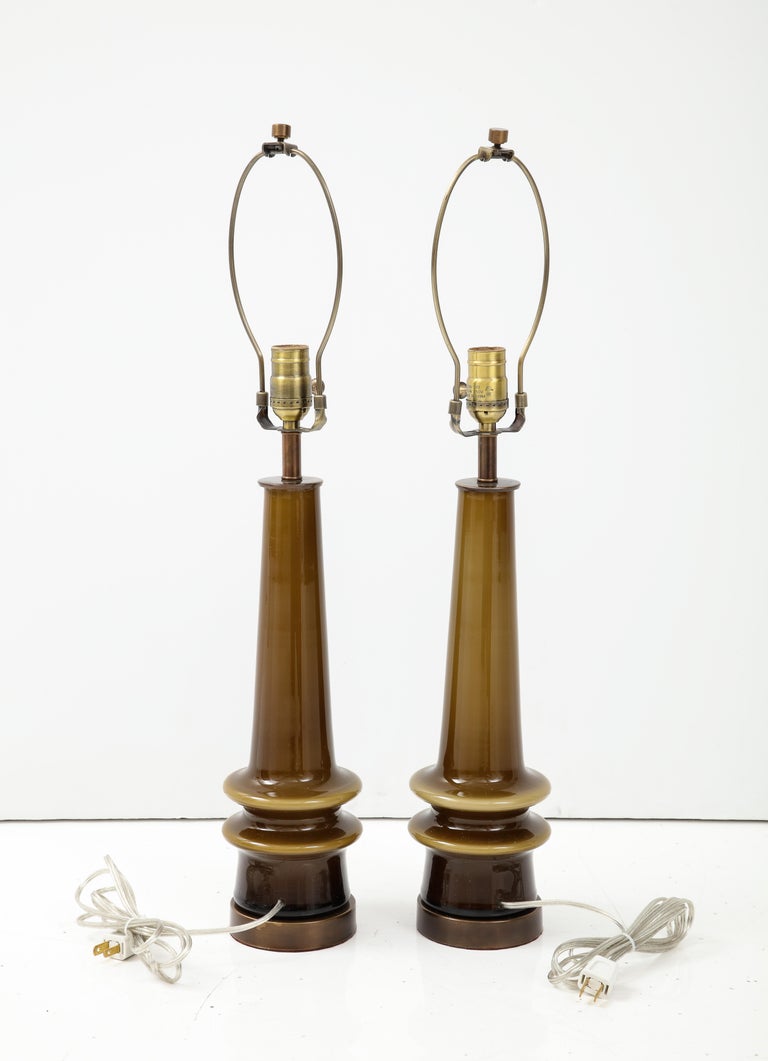 Holmegaard Lichen Green Glass Lamps For Sale at 1stDibs