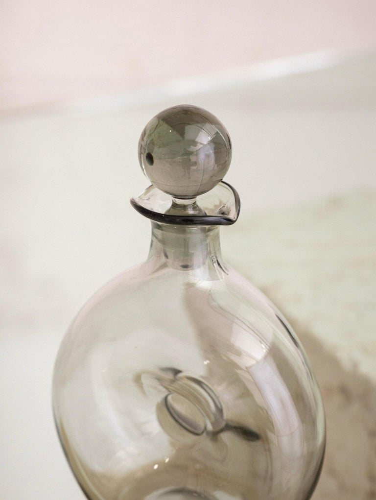 Holmegaard Mid Century Sculptural Smoked Glass ‘Danica’ Decanter For ...