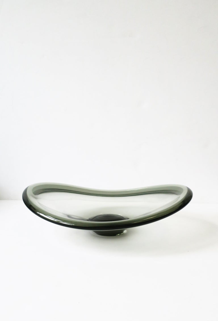 Holmegaard Scandinavian Modern Grey Art Glass Bowl or Centerpiece ...