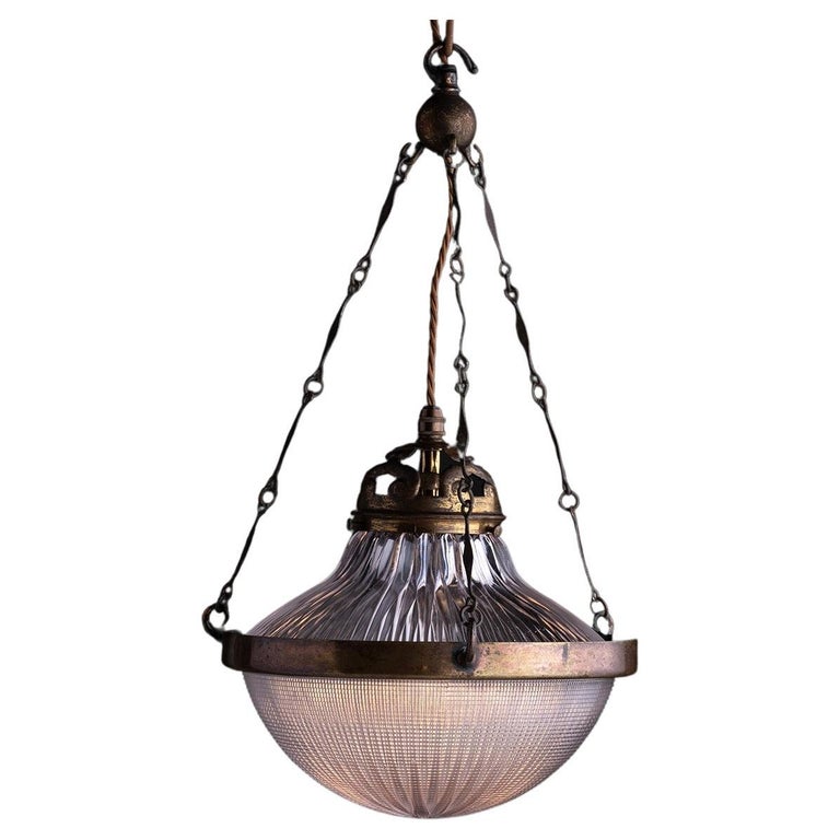 Holophane Glass Pendant, England circa 1910 For Sale at 1stDibs