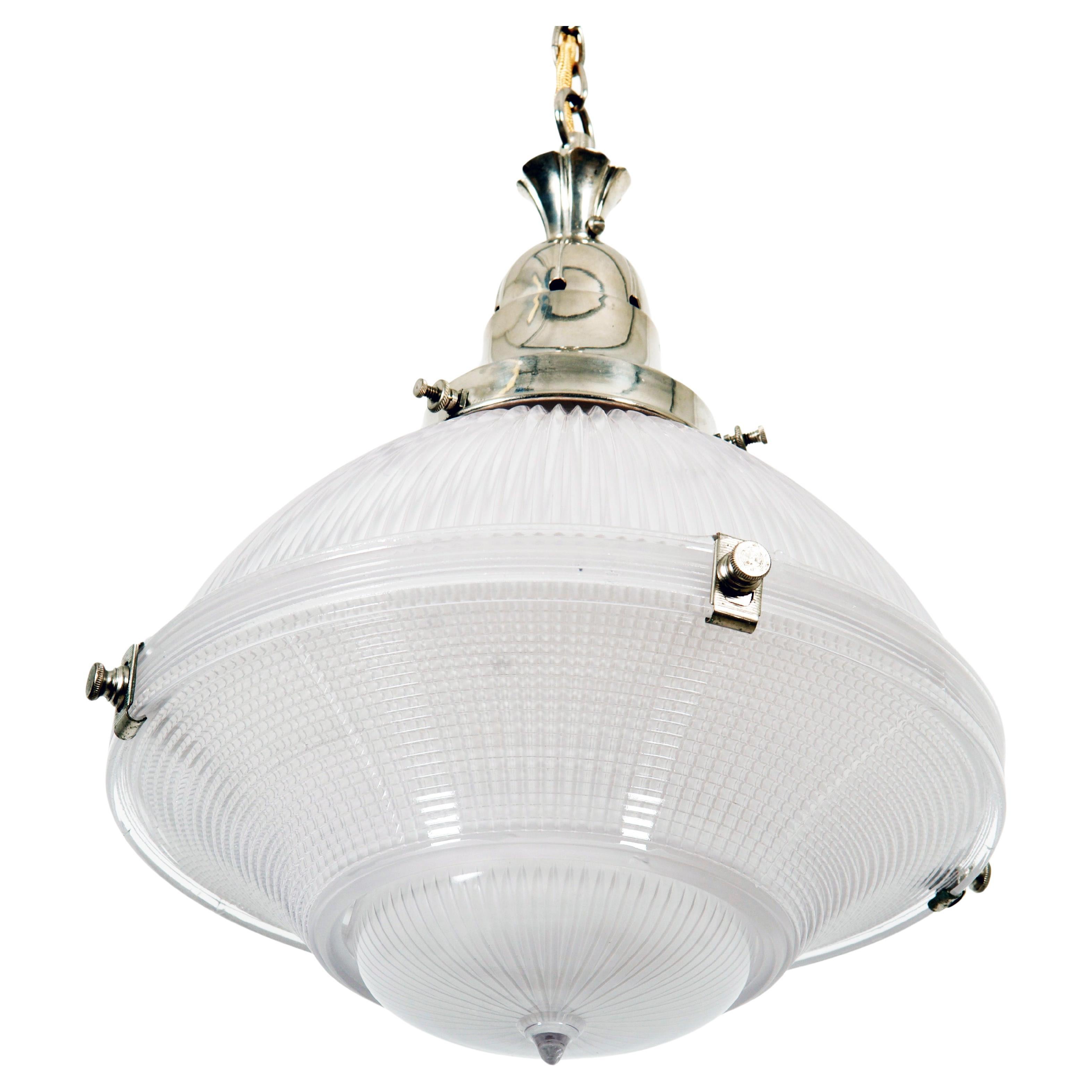 Reclaimed Antique Holophane Reflector, Refractor Pendant Lights at 1stDibs