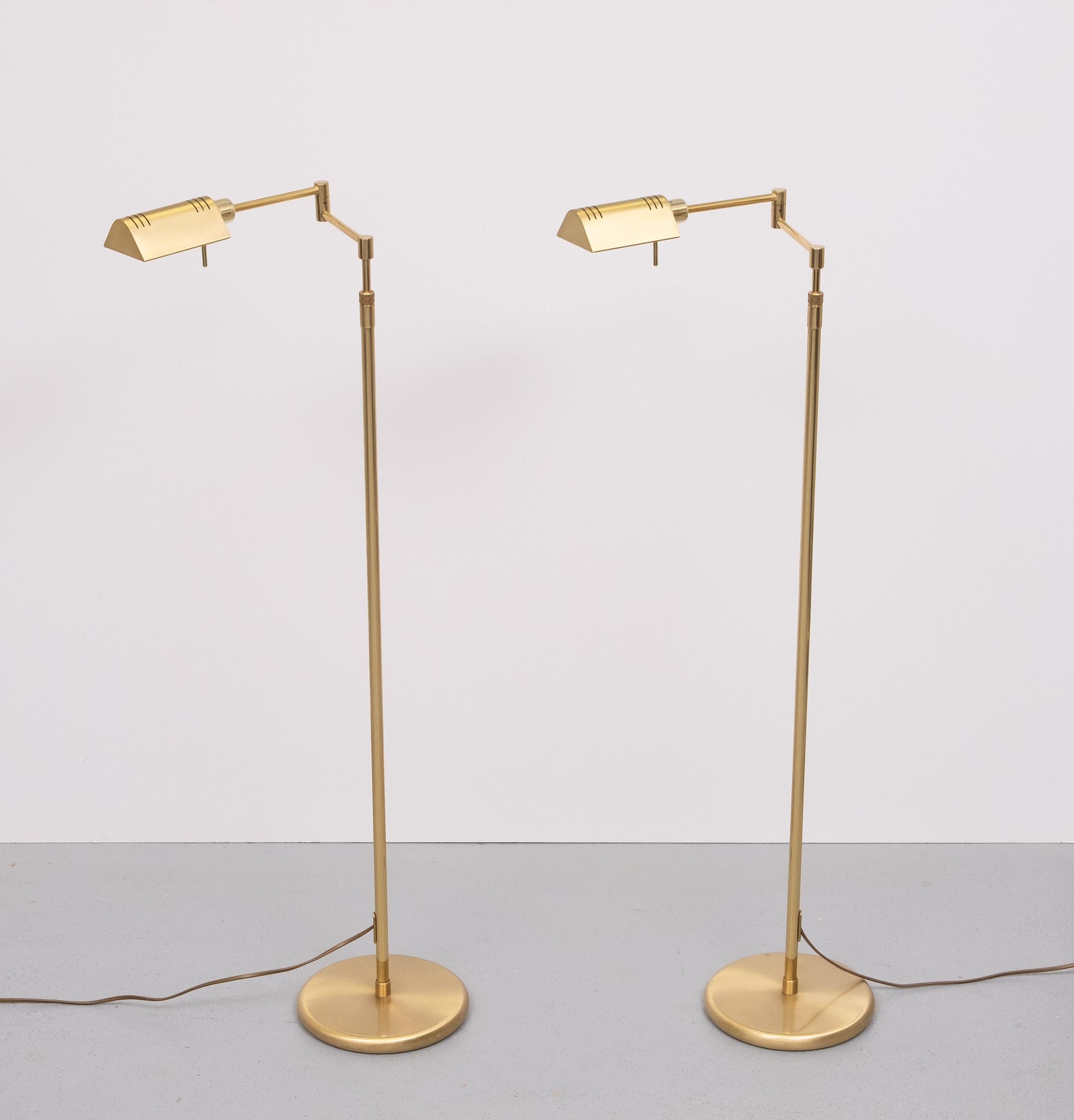 Holtkotter adjustable Brass Library Floor lamps 1980s Germany For Sale ...