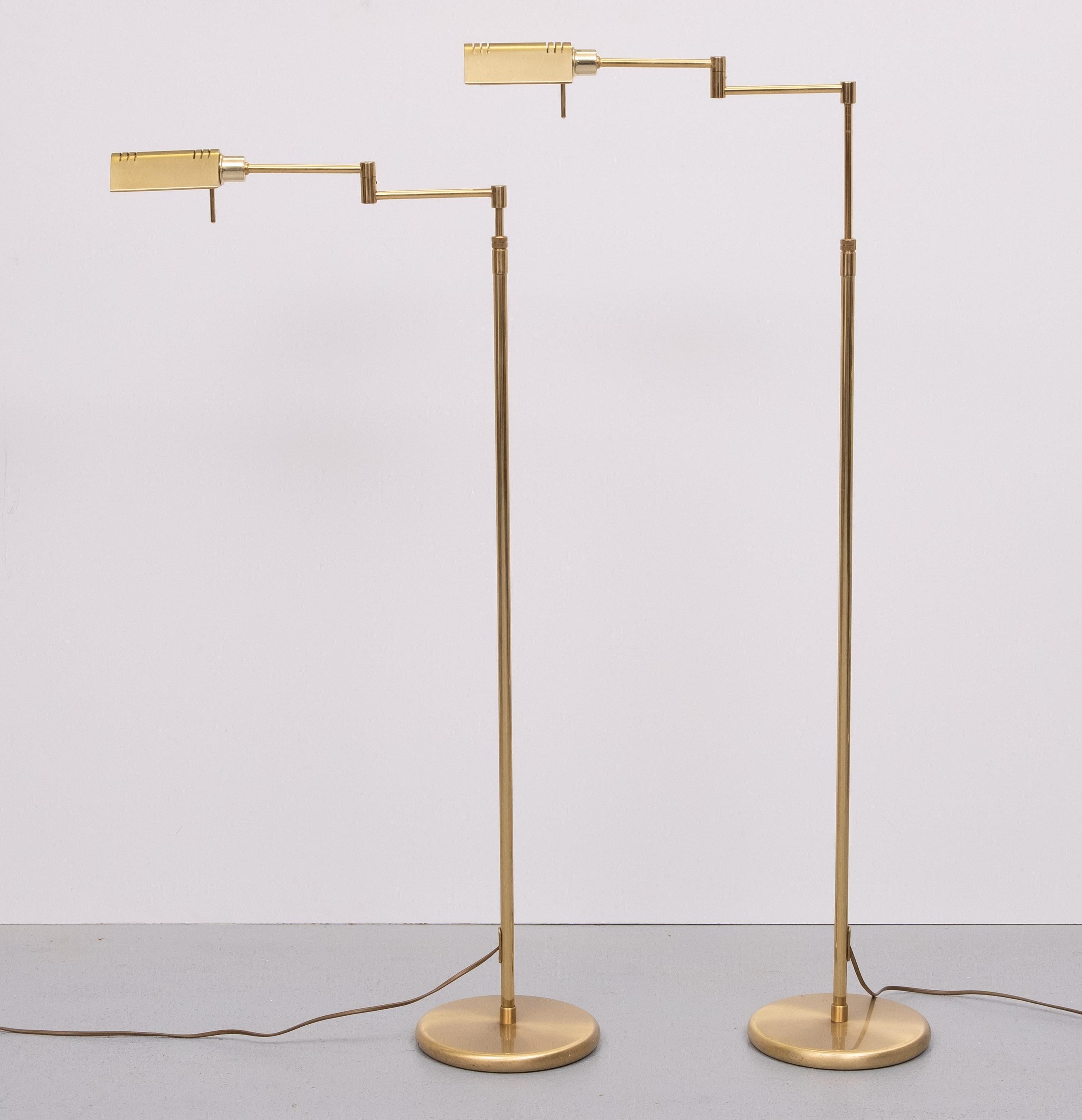 Holtkotter adjustable Brass Library Floor lamps 1980s Germany For Sale ...