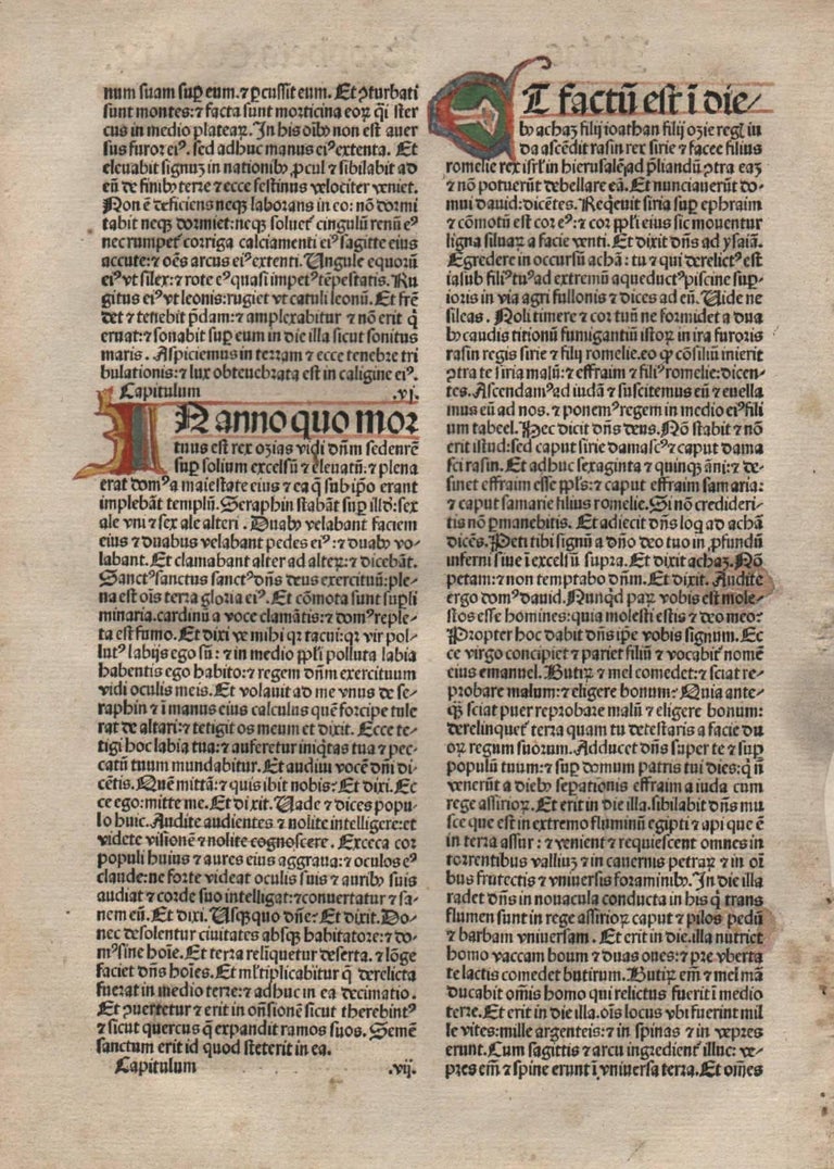 "Holy, Holy, Holy" Isaiah 6, 1482 Latin Bible Leaf Medieval Incunabula ...