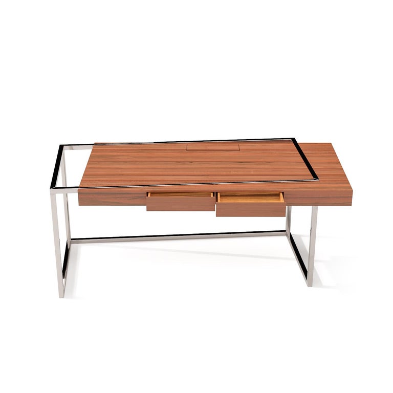 Home Office Accent Writing Executive Desk Tineo Wood and Brushed ...