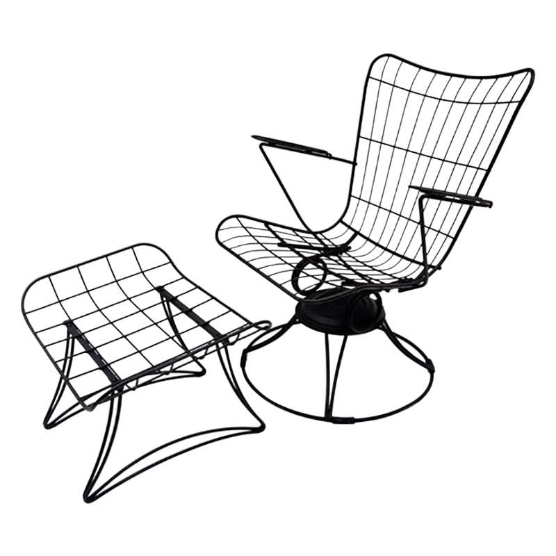 Homecrest Black Leather Clam Shell Lounge Chairs at 1stDibs