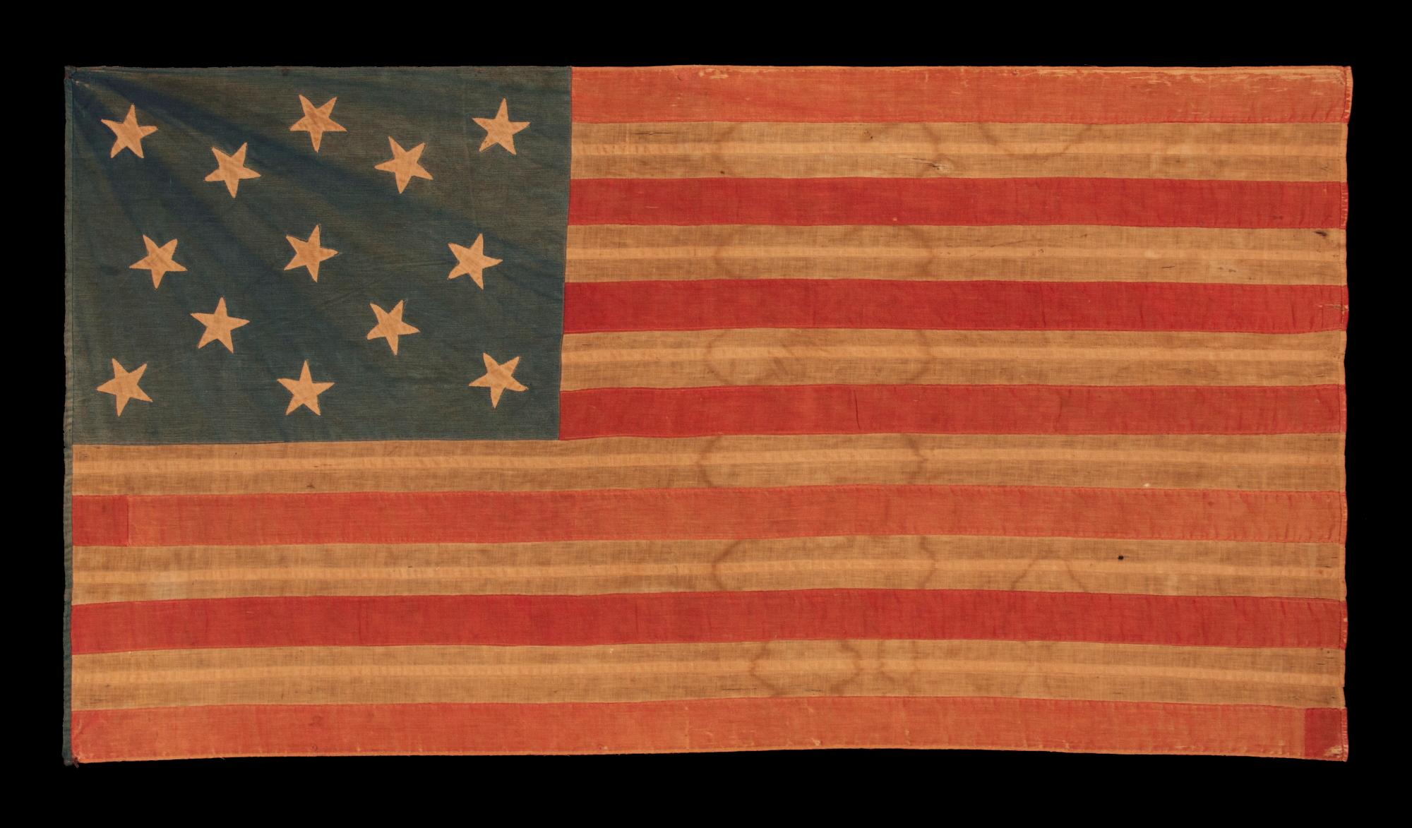 Homemade 13 Star Antique American Flag with Unusual Construction, ca ...