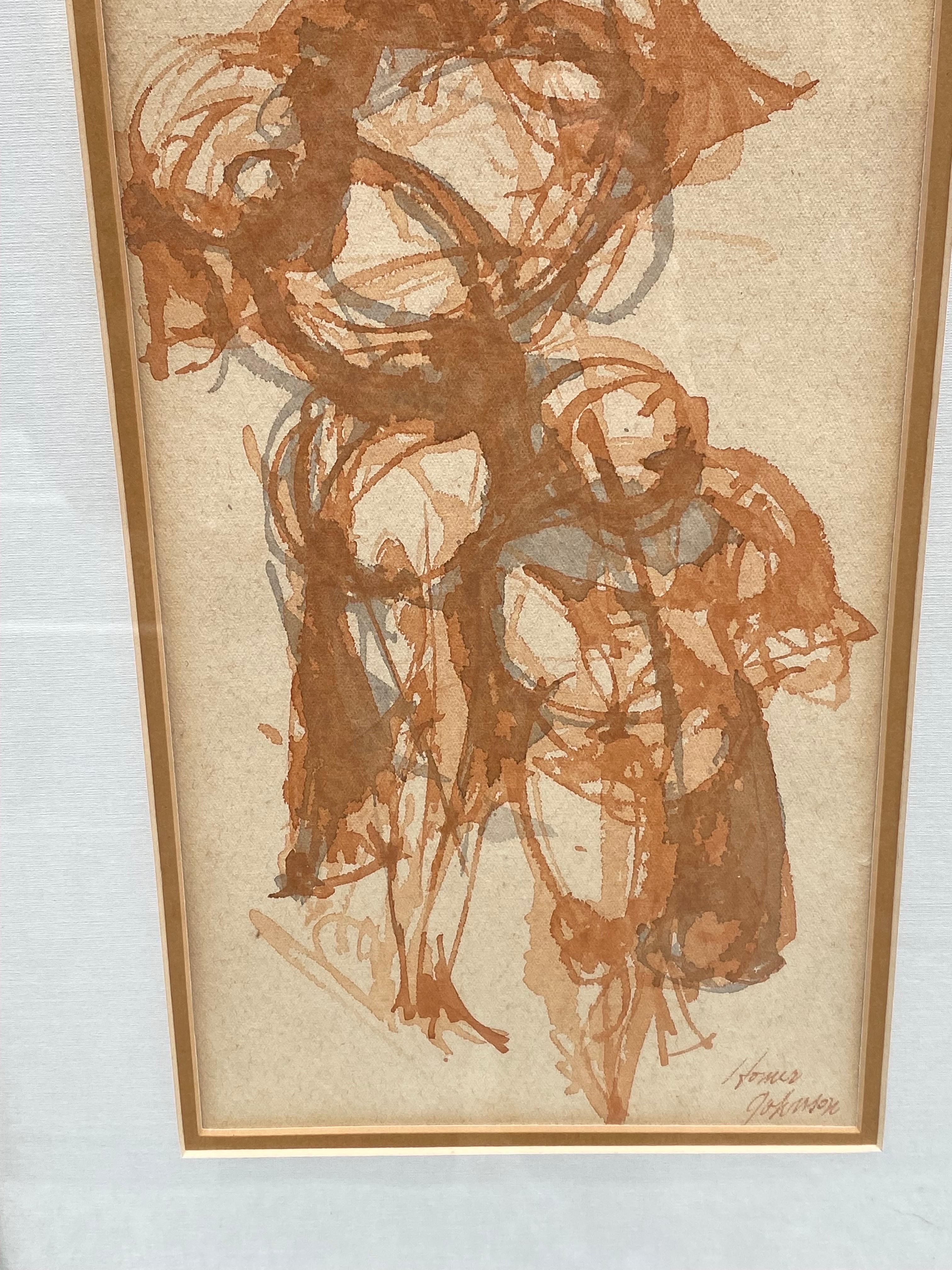 Homer Johnson "Three Figures" Watercolor at 1stDibs