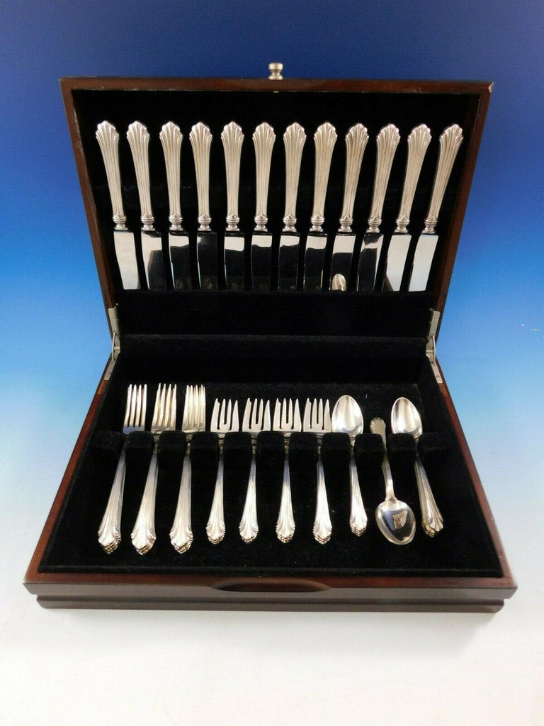 Homewood by Stieff Sterling Silver Flatware Set for 12 Service 48 ...