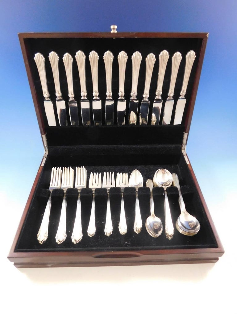 Homewood by Stieff Sterling Silver Flatware Set for 12 Service 60 ...