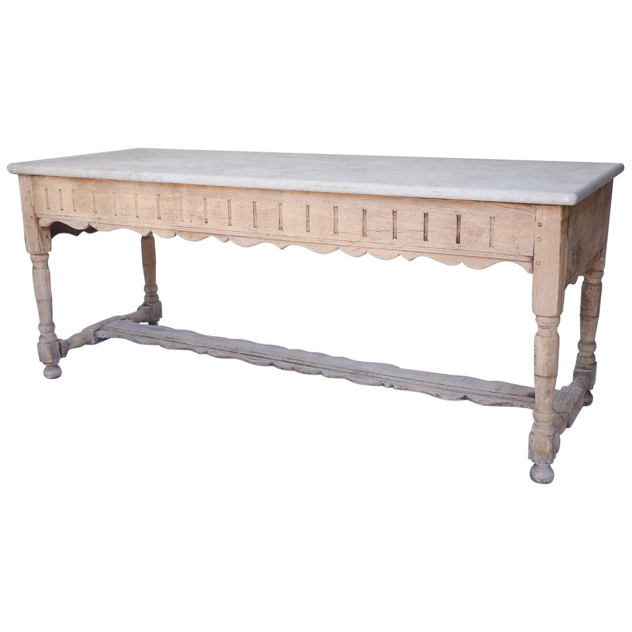 Honed Marble Top Butcher Table at 1stDibs