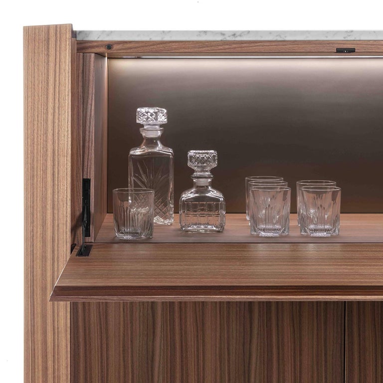 Honey 3 Door Canaletto Carrara Bar Cabinet For Sale at 1stDibs