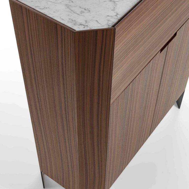 Honey 3 Door Canaletto Carrara Bar Cabinet For Sale at 1stDibs