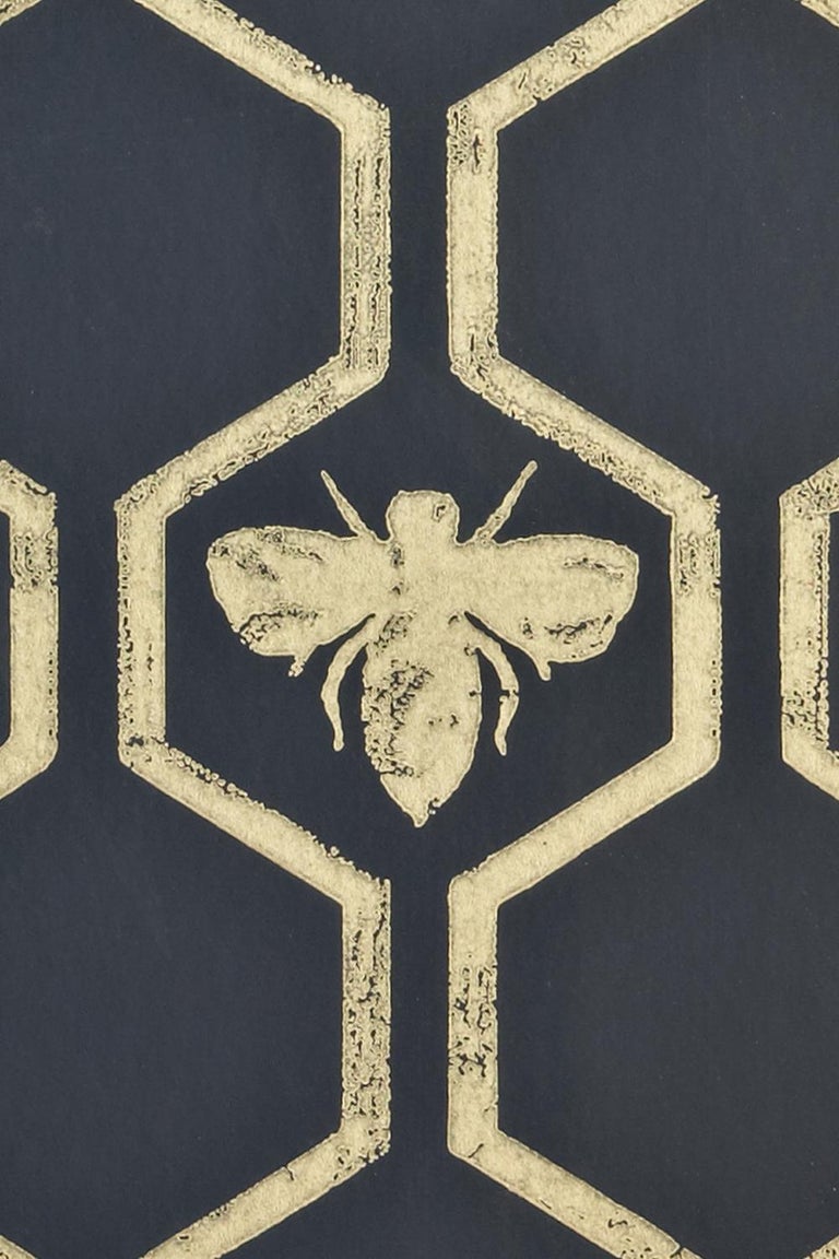'Honey Bees' Contemporary, Traditional Wallpaper in Gold on Charcoal ...