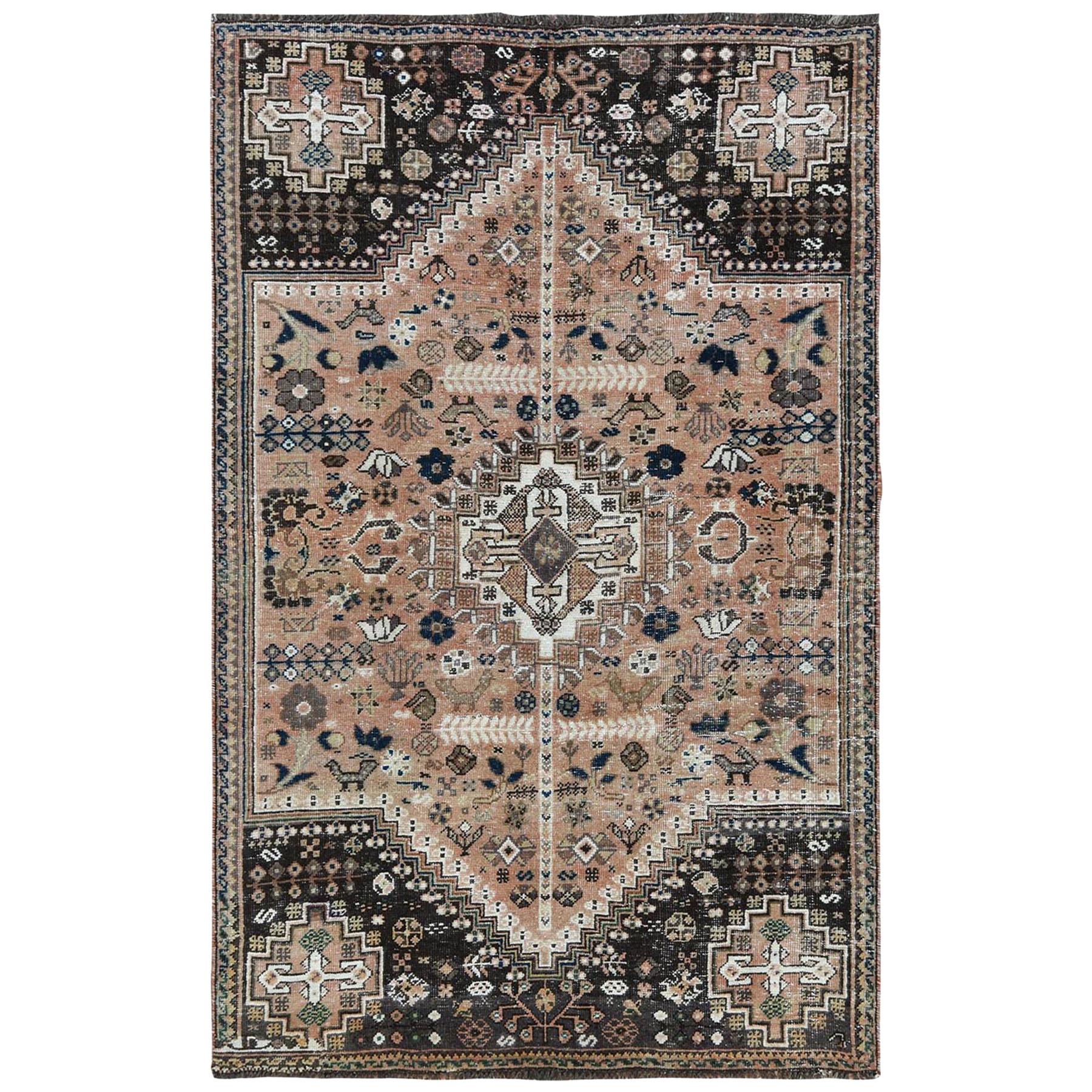 Semi Antique Blue Cast Sheared Low Persian Kerman Oriental Rug For Sale ...
