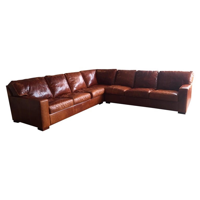 Honey Brown Soft Leather Sectional Three Parts at 1stDibs