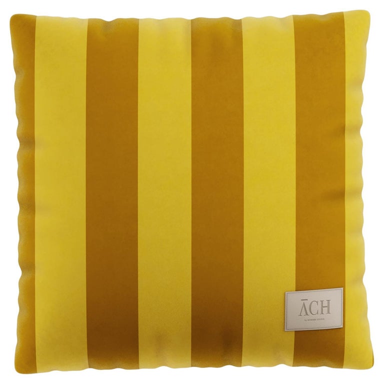 Honey Yellow Square Pillow, Modern Velvet Cushion with Playful and ...