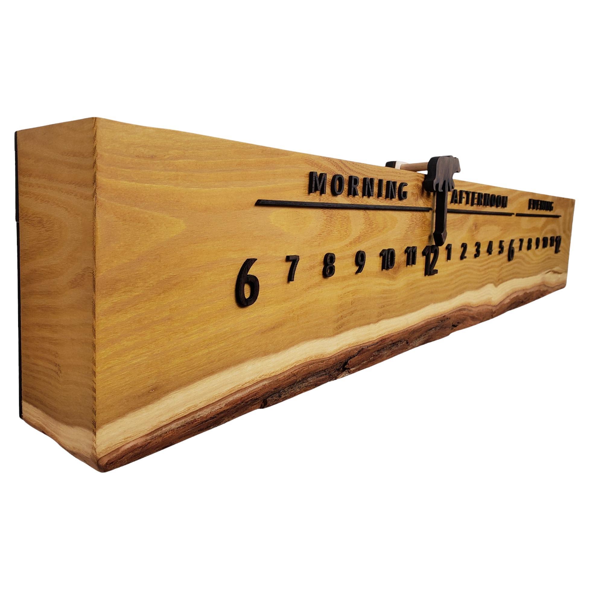 Honeycomb: 3-foot Osage Orange and Wenge Linear Clock For Sale at 1stDibs