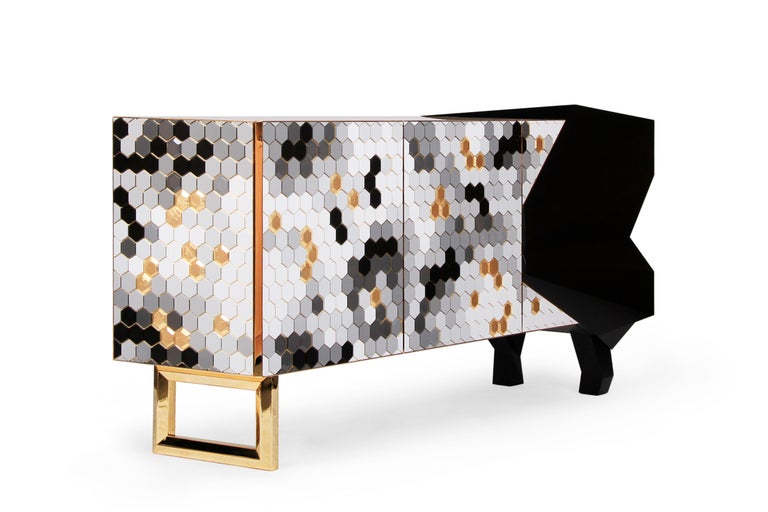 Honeycomb Blue Sideboard Royal Stranger For Sale at 1stDibs