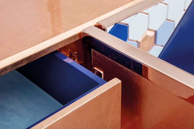 Honeycomb Blue Sideboard Royal Stranger For Sale at 1stDibs