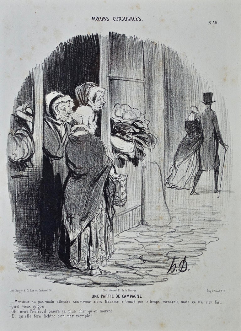 Honoré Daumier - 19th Century Honore Daumier Caricature "Une Partie de ...