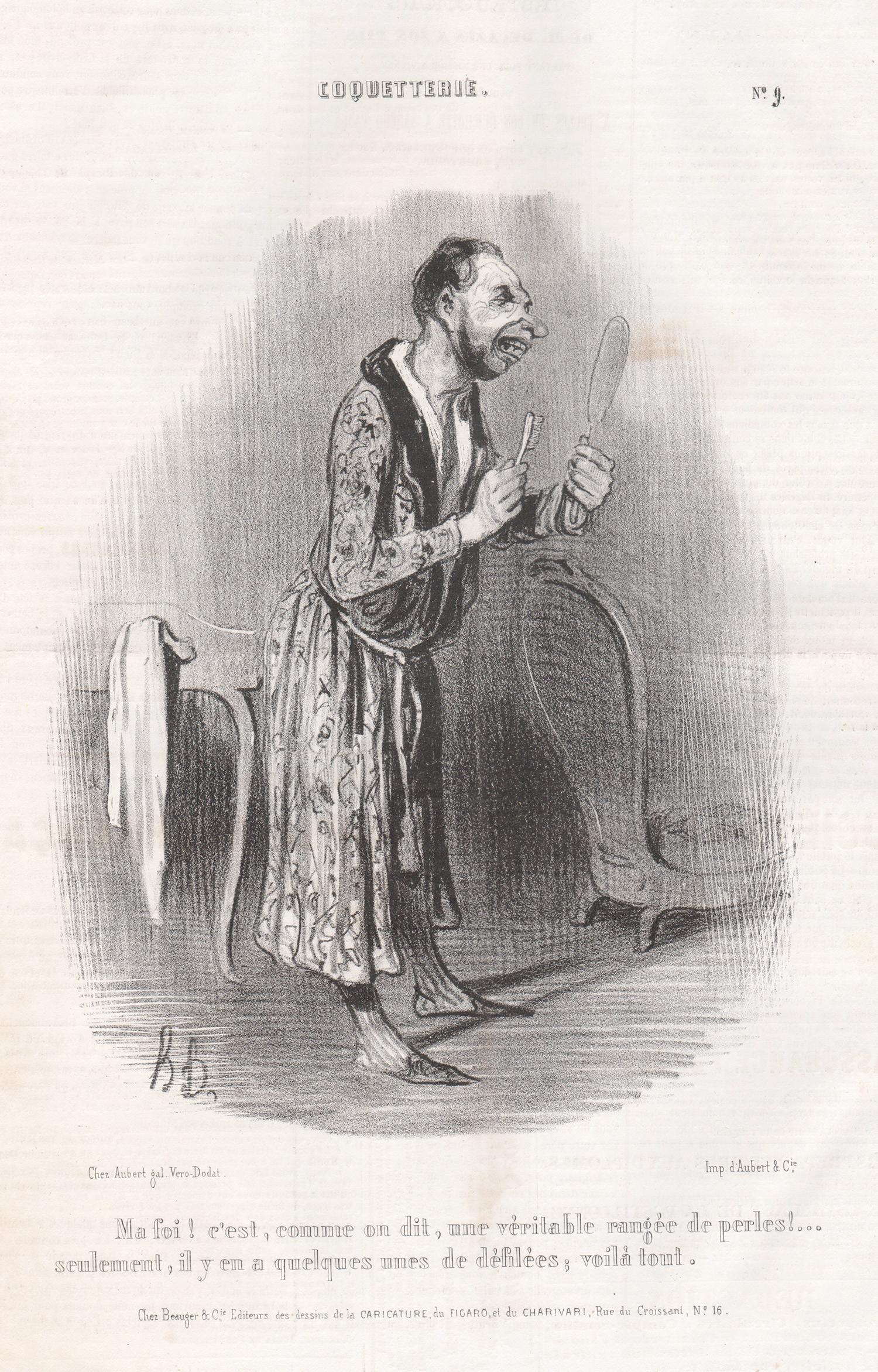 Honoré Daumier - Brushing teeth, French dentistry caricature lithograph ...