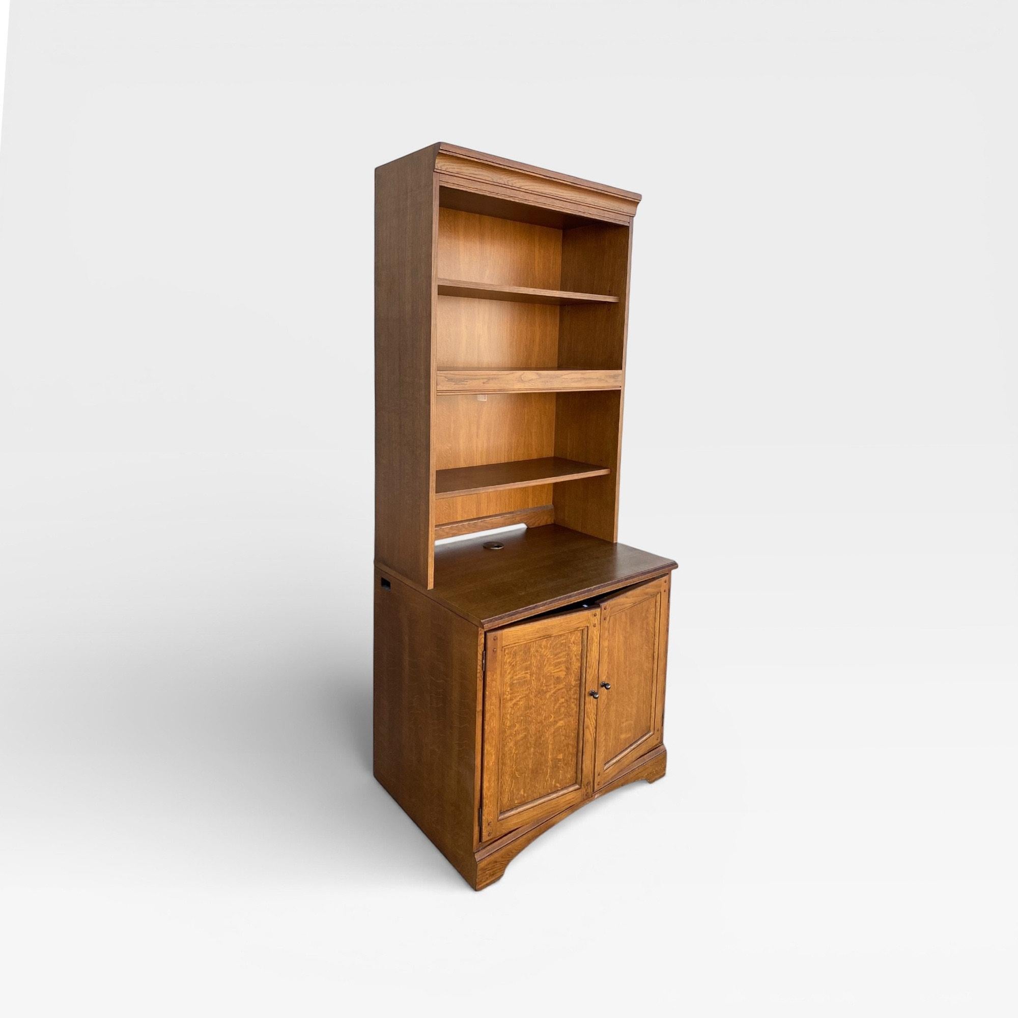 Hooker Furniture Oak Hutch Cabinet with Open Shelving, Late 20th ...