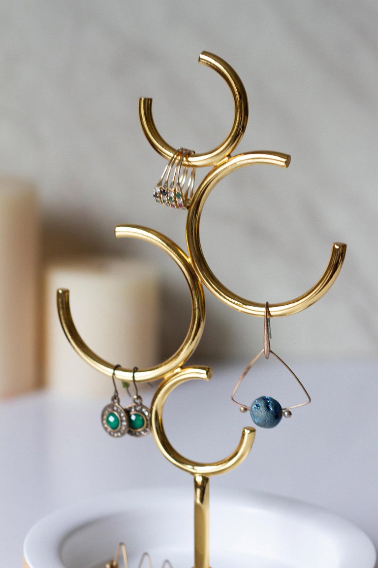 Hoop Jewelry Holder and Organizer, White and Gold For Sale at 1stDibs