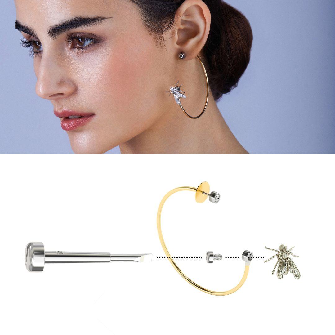 Hoop Mono Earring Nature, 18K For Sale at 1stDibs