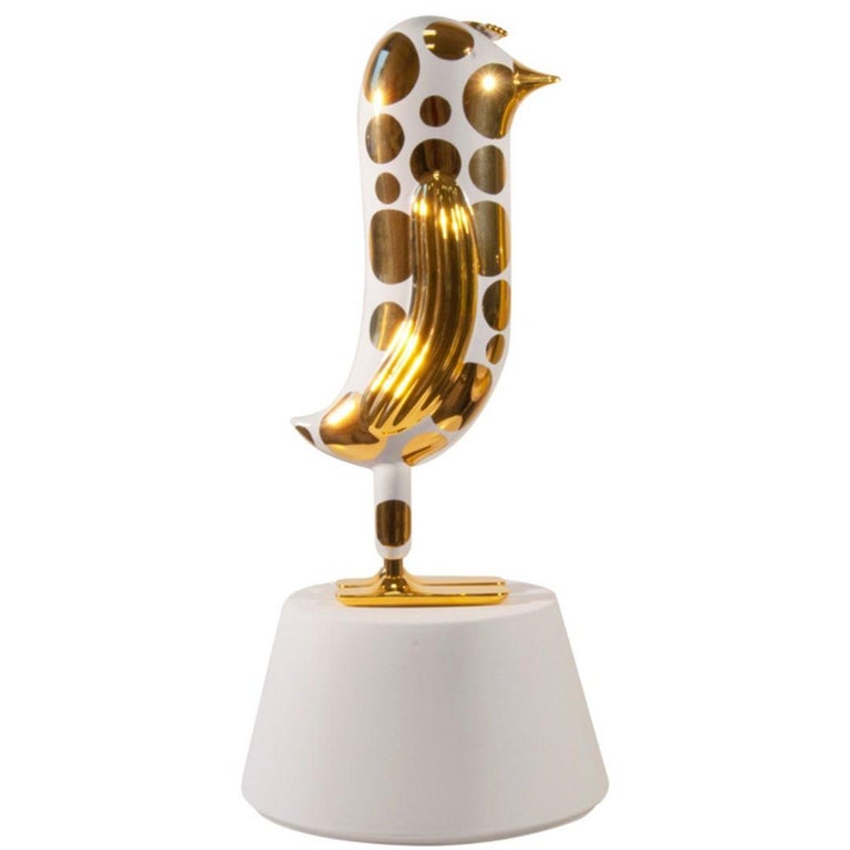 Hopebird Decoration 3 Glossy Gold and White by Bosa For Sale at 1stDibs