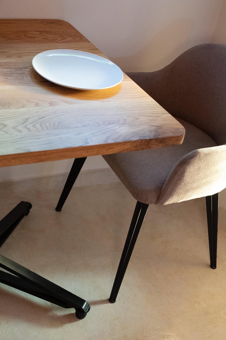 Horizon Table with wood table top and black mild steel base For Sale at ...