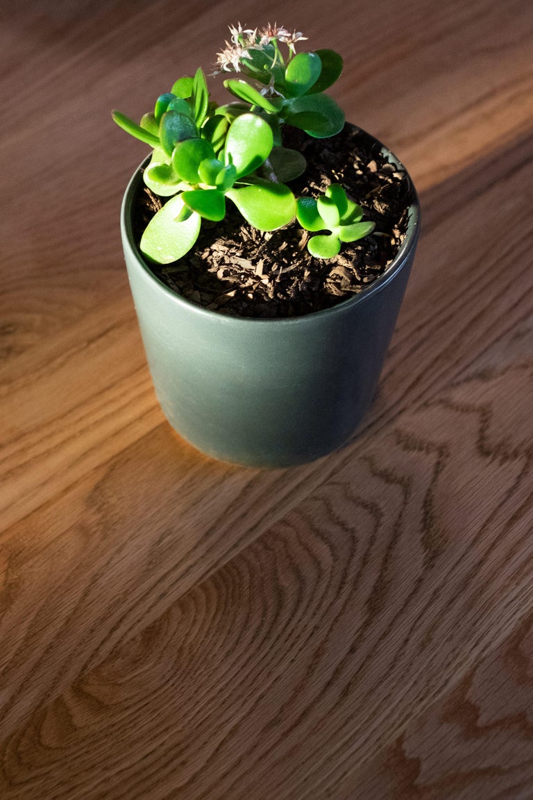 Horizon Table with wood table top and black mild steel base For Sale at ...