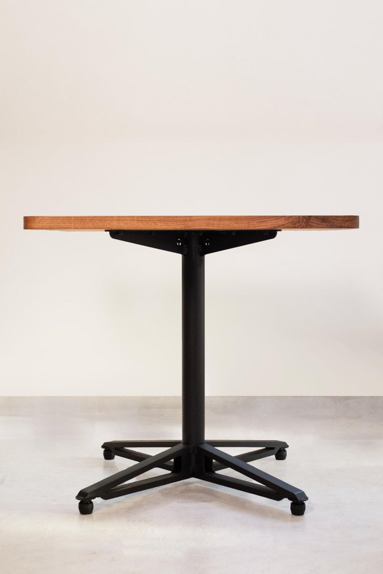 Horizon Table with wood table top and black mild steel base For Sale at ...