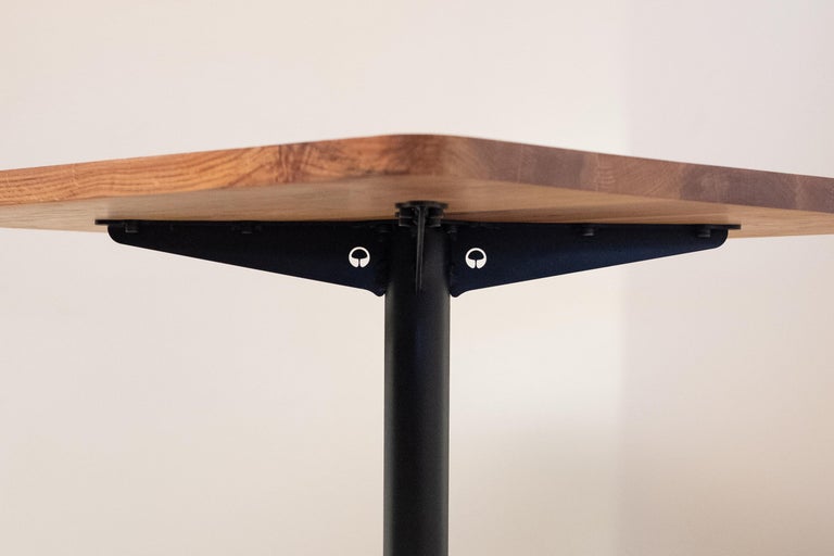 Horizon Table with wood table top and black mild steel base For Sale at ...