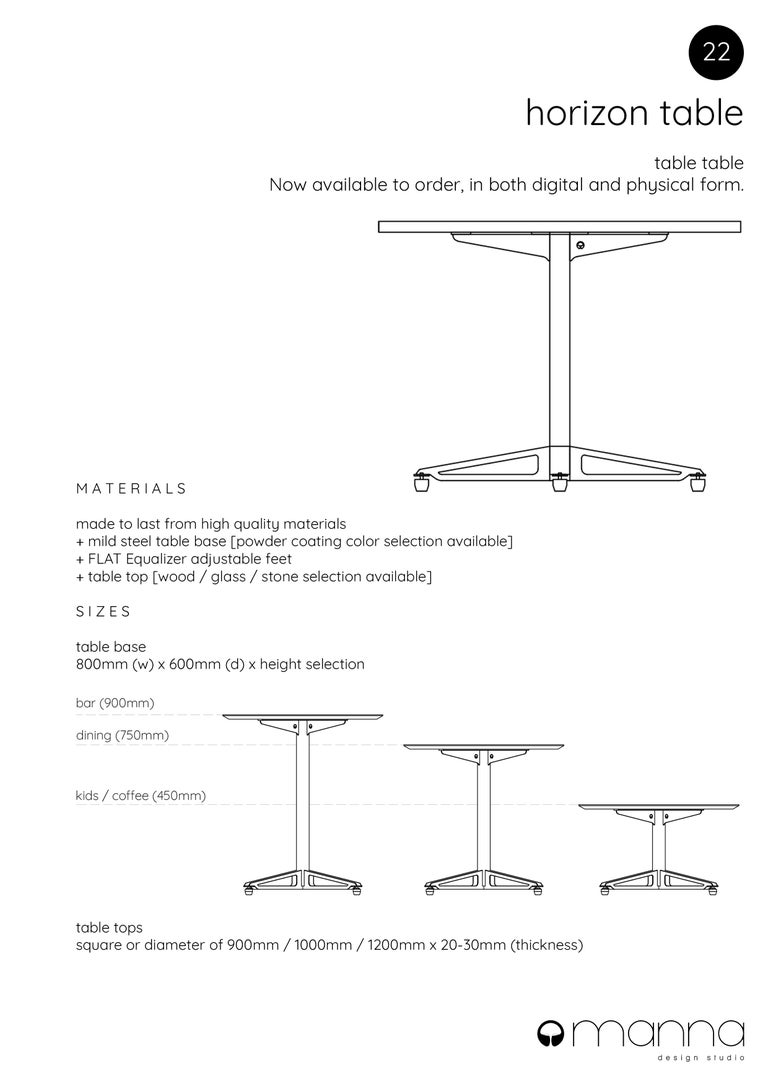 Horizon Table with wood table top and black mild steel base For Sale at ...