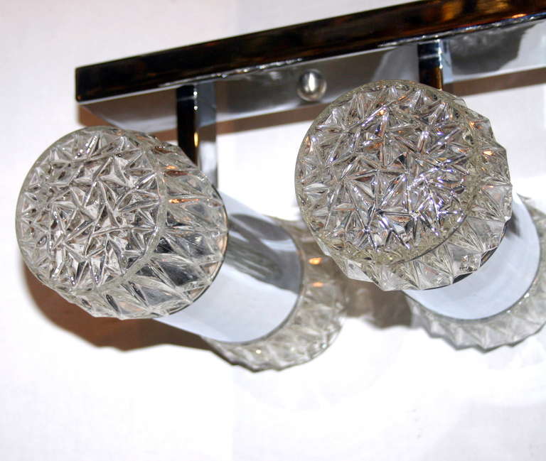 Horizontal Chrome and Glass Flush Light Fixture For Sale at 1stDibs