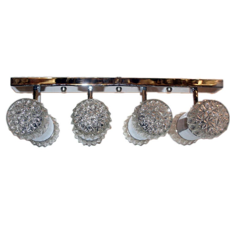 Horizontal Chrome and Glass Flush Light Fixture For Sale at 1stDibs