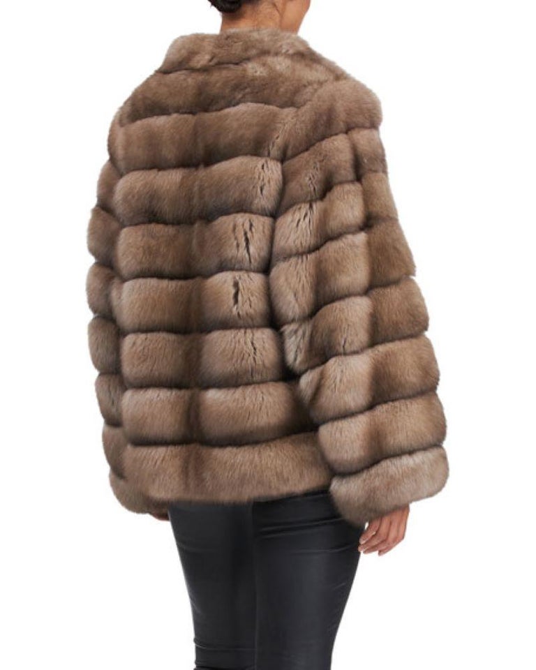 Horizontal Russian Sable Jacket with Suede Belt size S For Sale at 1stDibs
