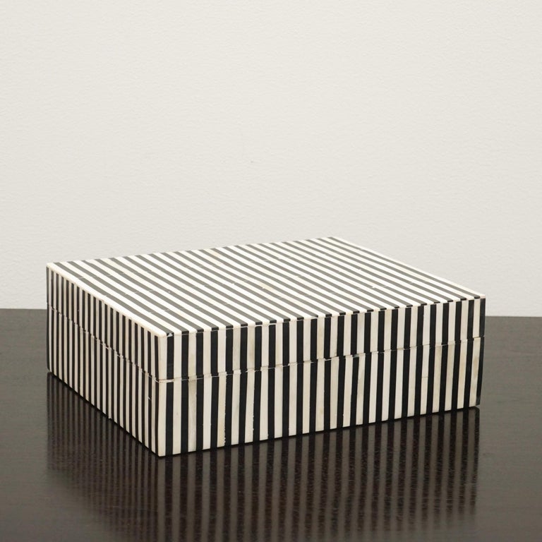 Horn and Bone Ebony Striped Boxes, 'Set of Three' For Sale at 1stDibs