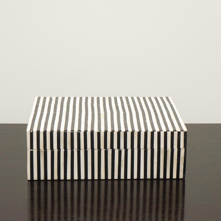 Horn and Bone Ebony Striped Boxes, 'Set of Three' For Sale at 1stDibs