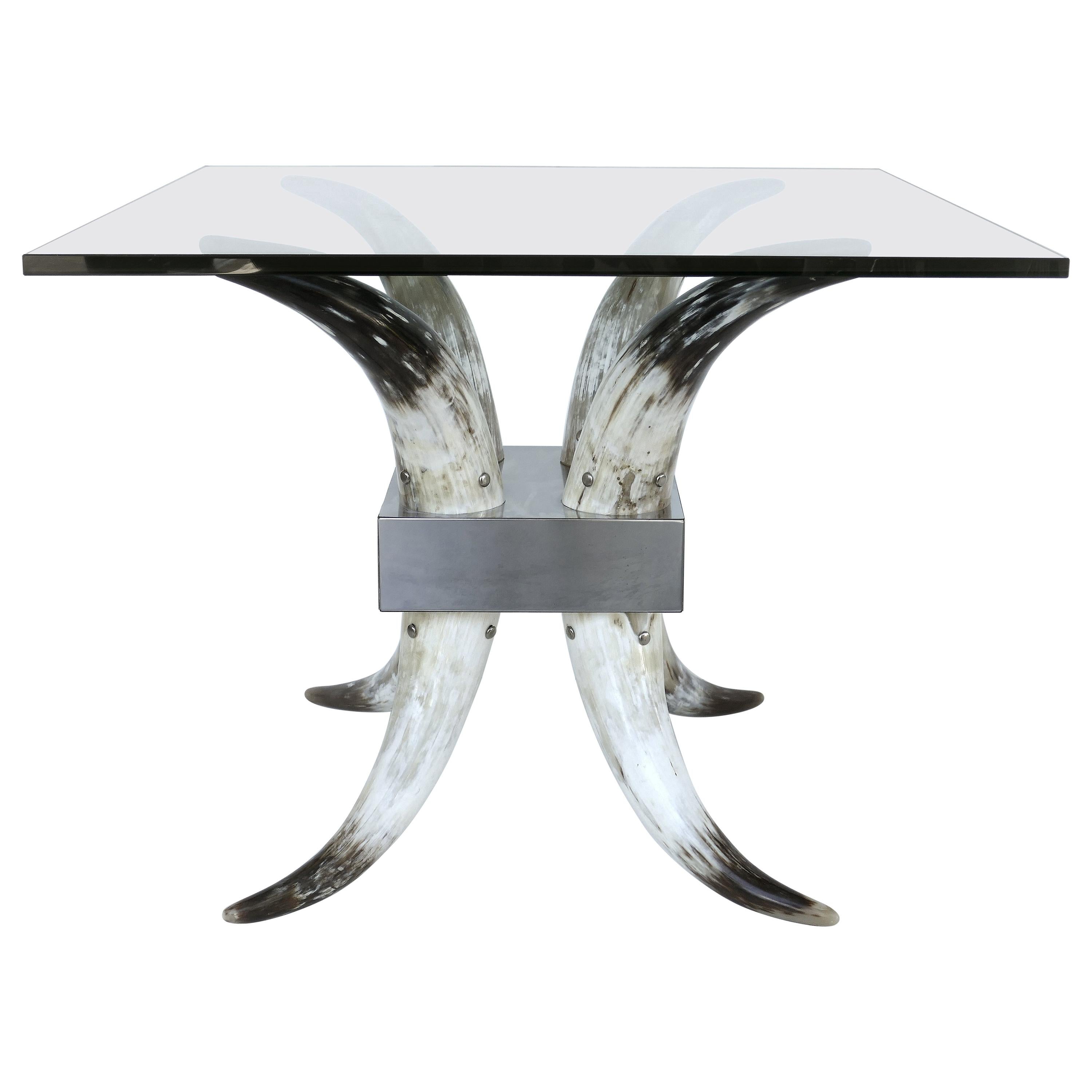 Contemporary Terrazzo, Glass, Steel and Aluminum Table For Sale at 1stDibs