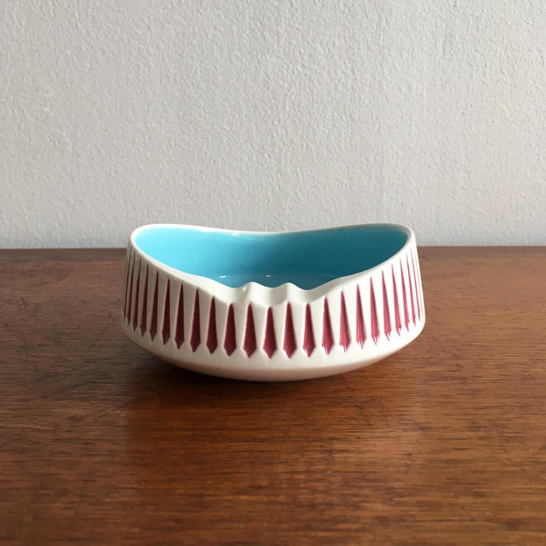 Hornsea Pottery Midcentury Ashtray Catchall in White and Aqua by John ...