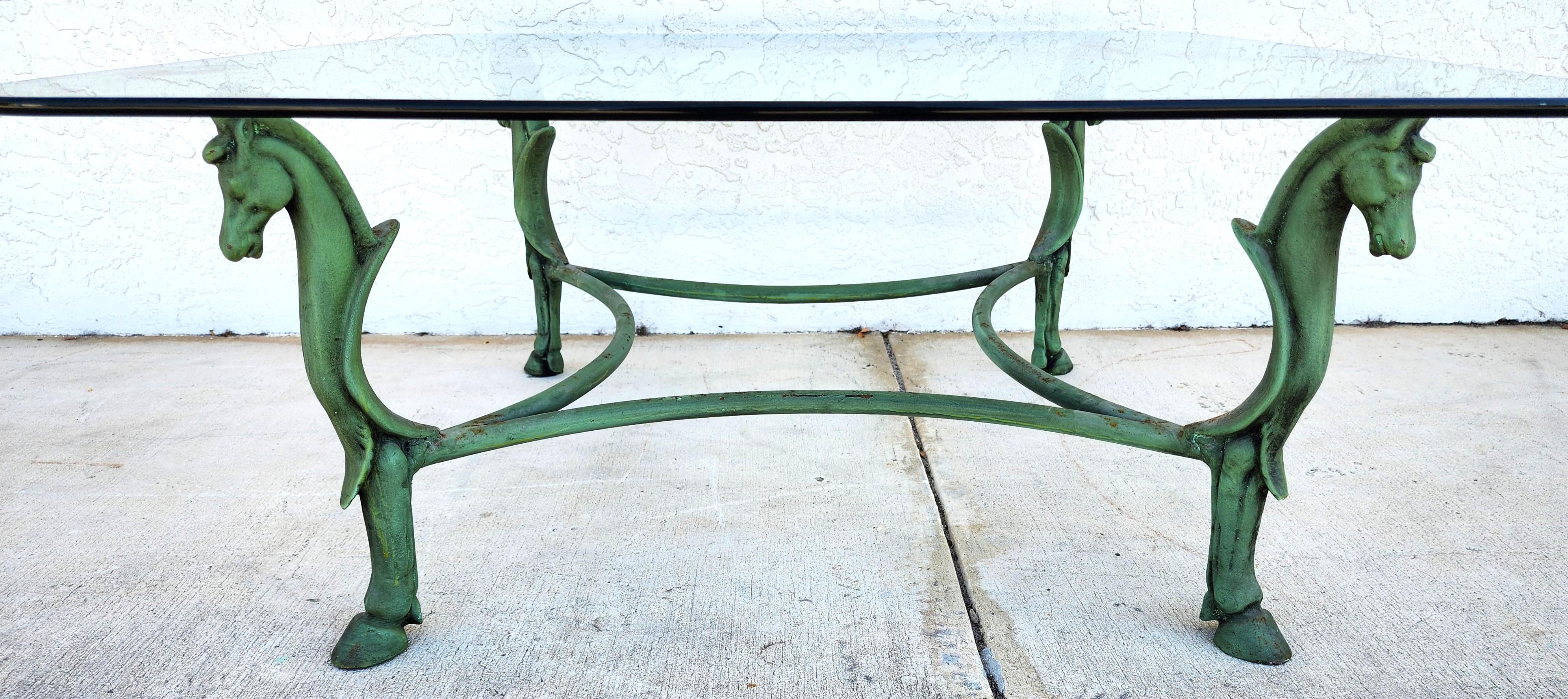 Horse Coffee Table Patinated Iron Hoof Footed For Sale at 1stDibs