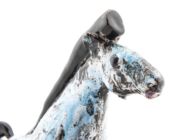 Horse in Glazed Ceramics by French Artist Henri Plisson, 1950s at 1stDibs