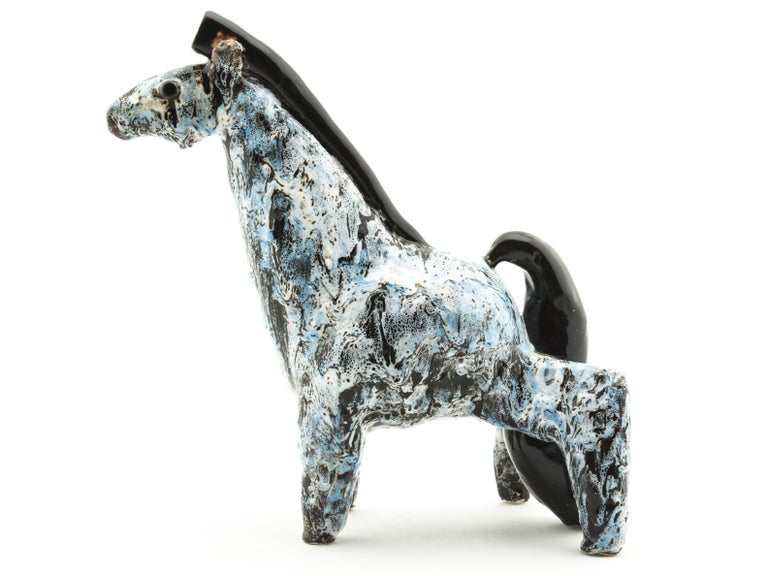 Horse in Glazed Ceramics by French Artist Henri Plisson, 1950s at 1stDibs