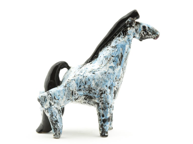Horse in Glazed Ceramics by French Artist Henri Plisson, 1950s at 1stDibs