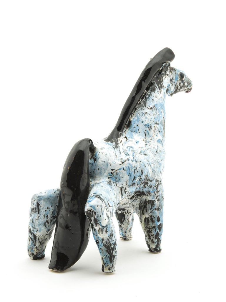 Horse in Glazed Ceramics by French Artist Henri Plisson, 1950s at 1stDibs