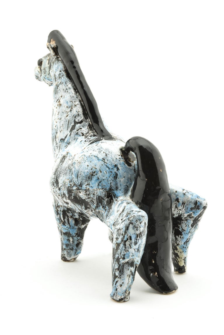 Horse in Glazed Ceramics by French Artist Henri Plisson, 1950s at 1stDibs