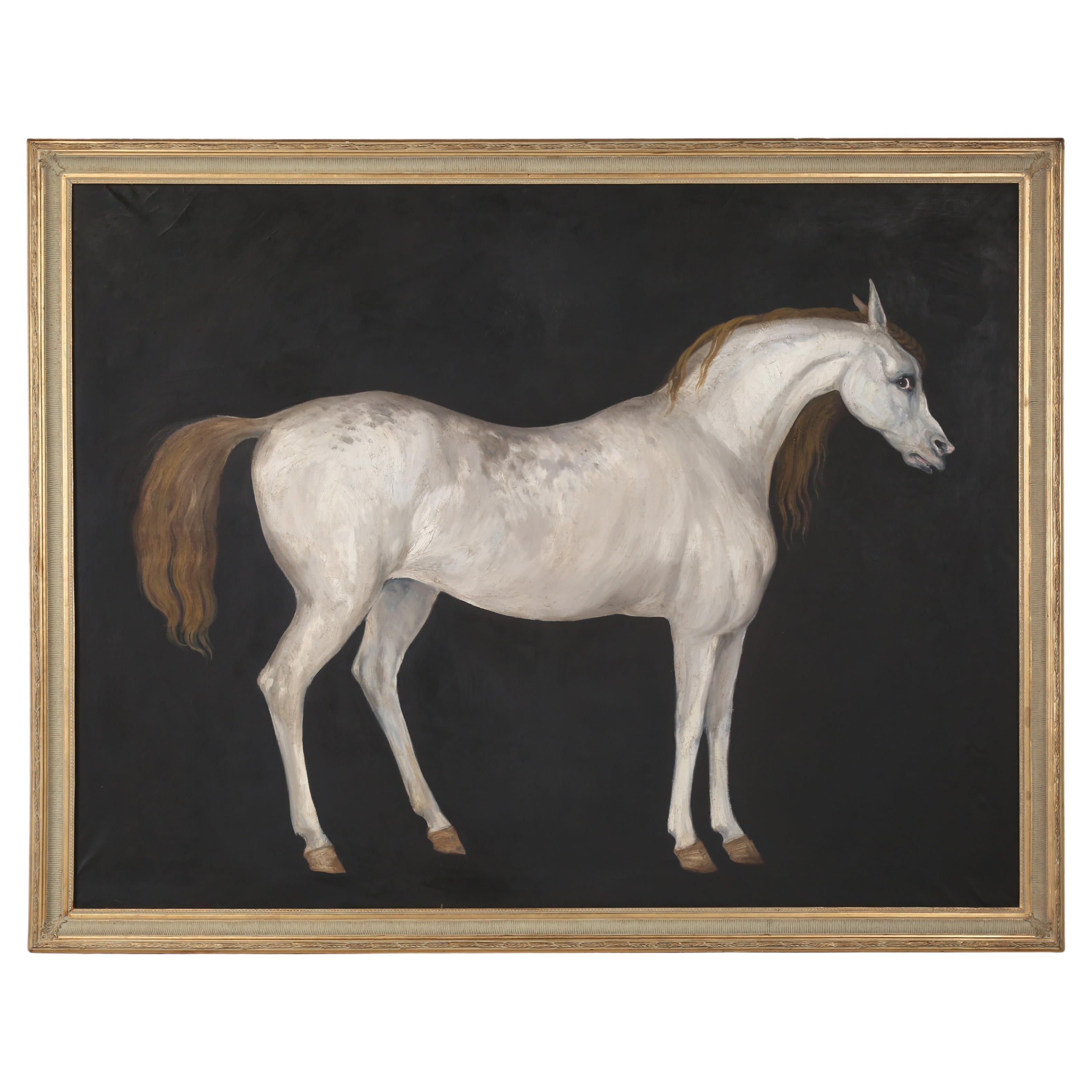 Horse Oil Painting in a Victorian Style Huge Over 7-Feet Wide Nicely ...