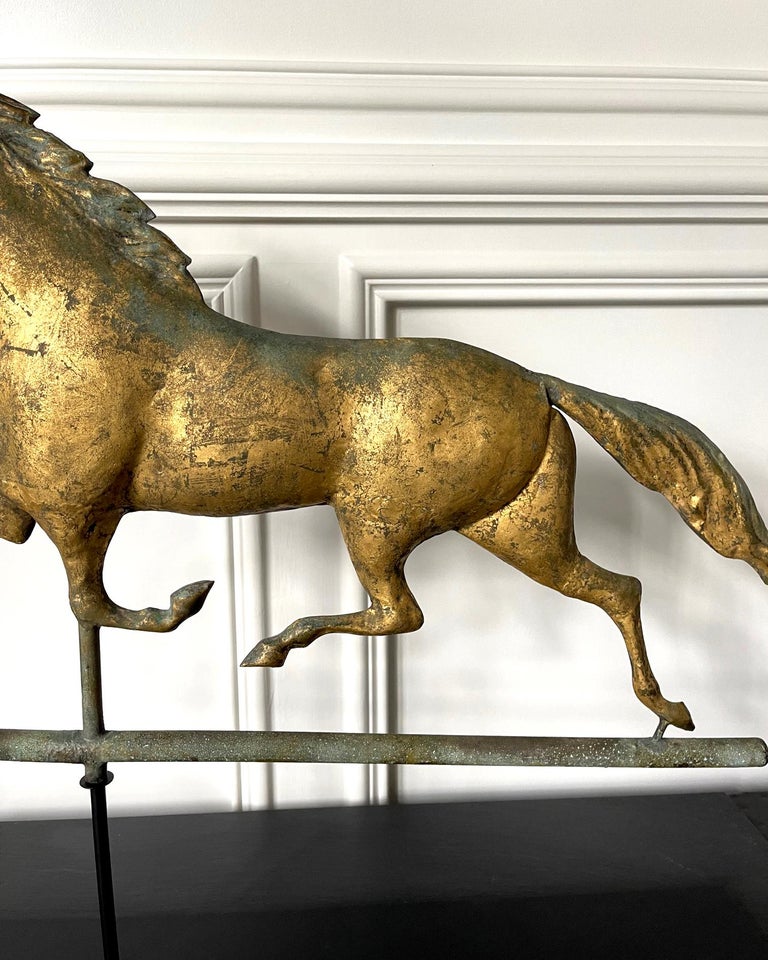 Horse Weathervane with Gilt Surface on Display Stand For Sale at ...